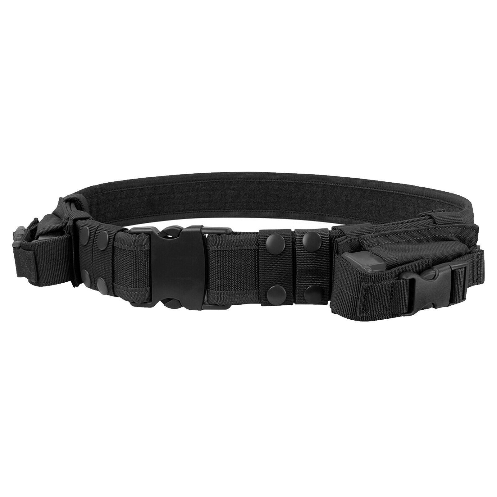 MOLLE Tactical Utility Belt Combat Police SWAT M9 2 Pistol - BLACK ...