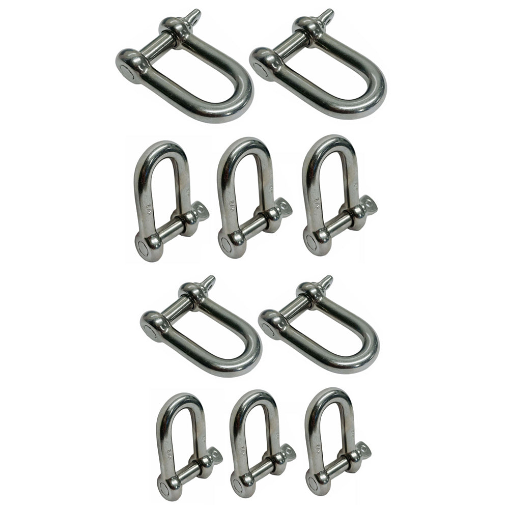 10 Pc 5/32" Stainless Steel D-Shackle Chain Shackle with Screw Pin 150 ...