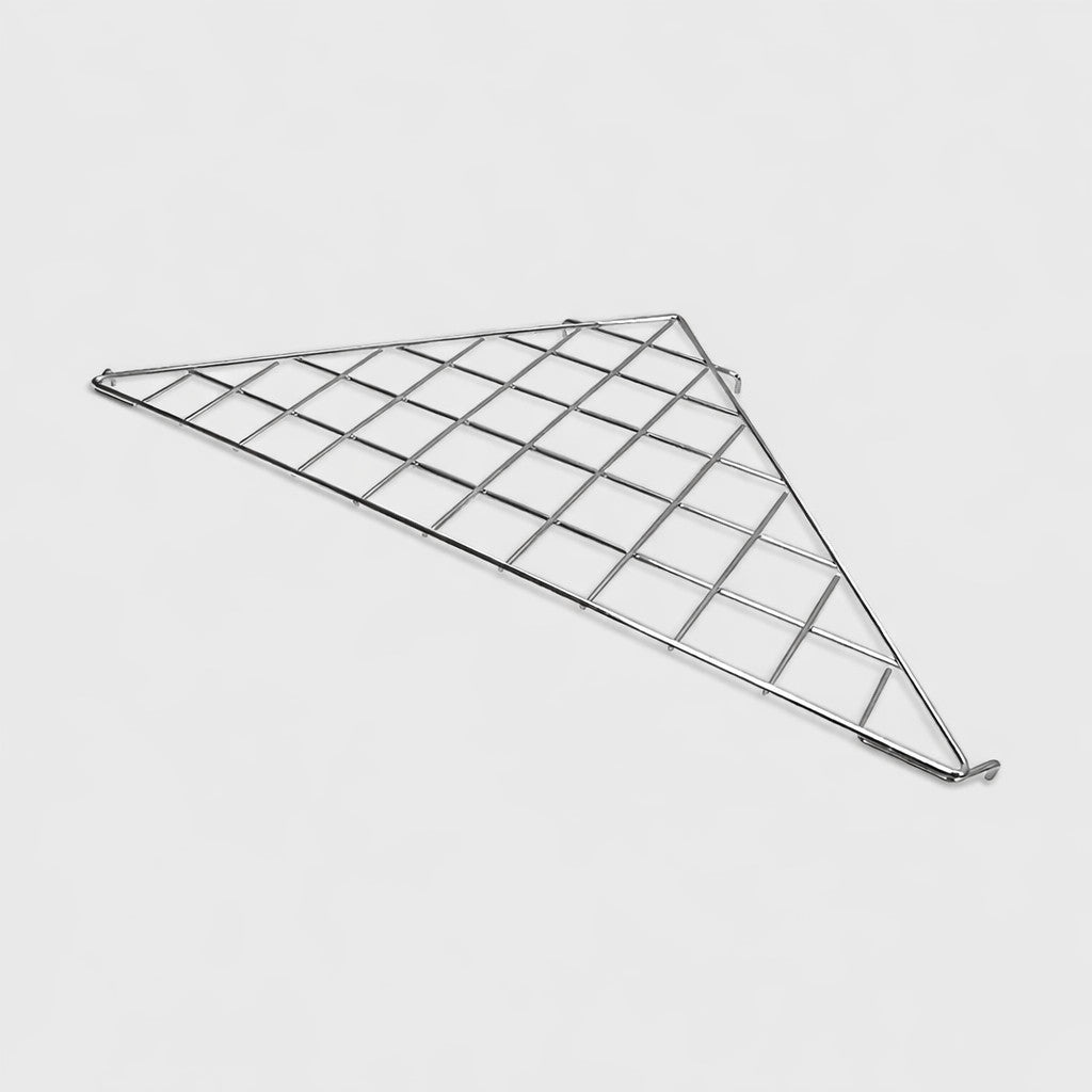 2 Pcs Chrome Corner Triangle Wire Grid Shelf 24” x 24” x 32” Slat Grid ...