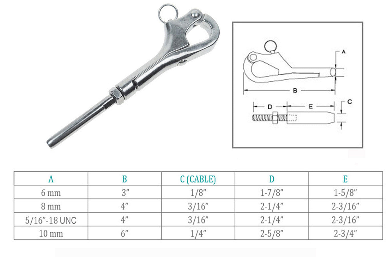Stainless Steel T316 Pelican Hook Shackle For Cable Wire Boat Yacht ...