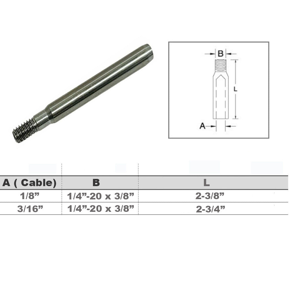 Marine Grade Cable Hand Swage Stud Wire Rope Cable Rail T316 Stainless ...