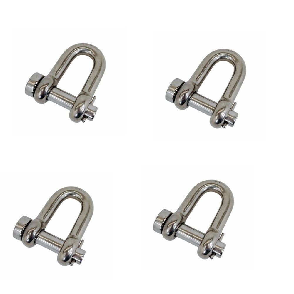 4 Pcs Mil-Spec Forged 3/8" Round Pin Chain Shackle 1,500 Lb WLL Stainl ...