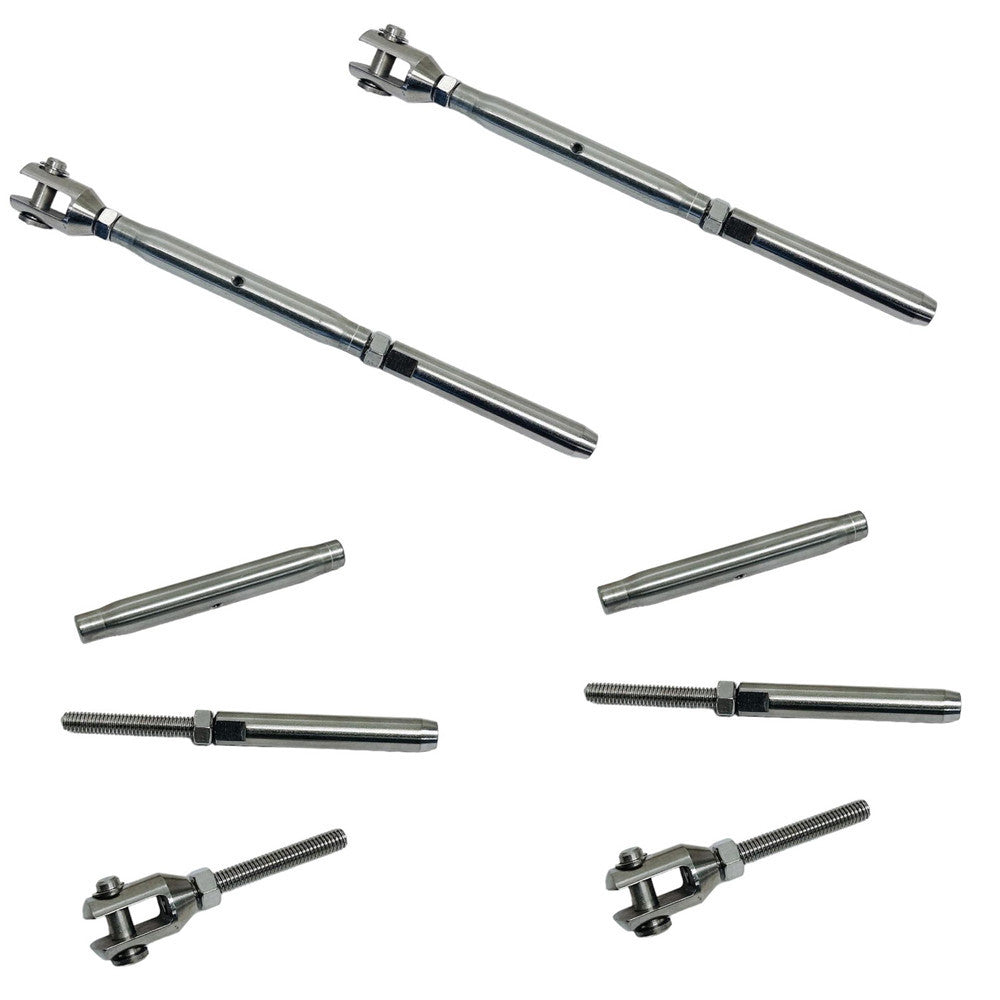 Marine 5/16" Thread Fork Swage Stud Turnbuckle 3/16" Cable Stainless S ...