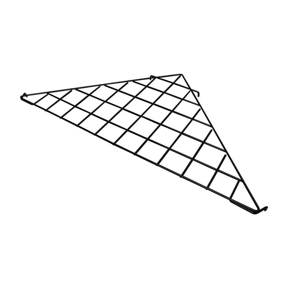2 Pc - Black Corner Triangle Wire Grid Shelf Slat Grid Panel 24'' x 24 ...