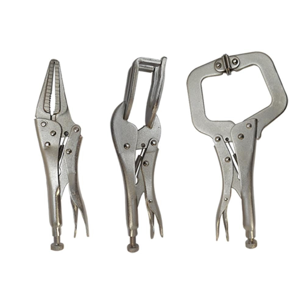 3 Pc welding Tool Set C Clamp Pliers Hand Vise Sheet Metal Curve Plier ...