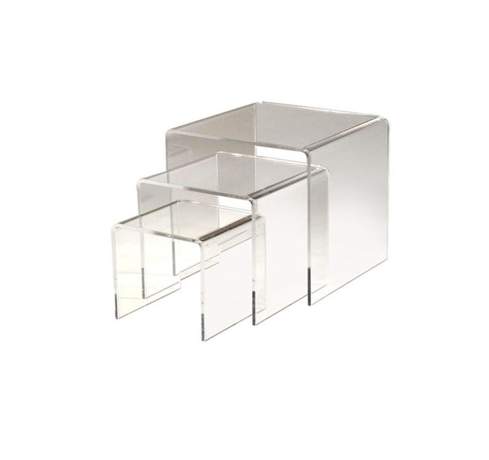 3" 4" 5"H Lucite Clear Acrylic U Cubes Riser Nester Retail Store Displ ...