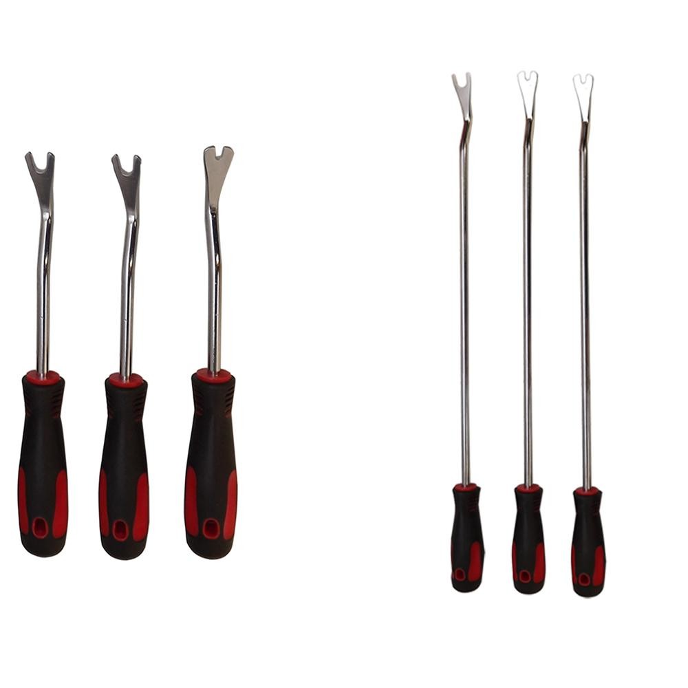 6 PC Door Panel Trim Removal Tool Set Dash Pry Bars U Notch Chrome Pry ...
