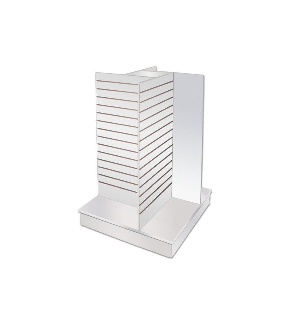 54" White Slatwall Display Stand – 4-Way Pinwheel Floor Merchandiser F ...