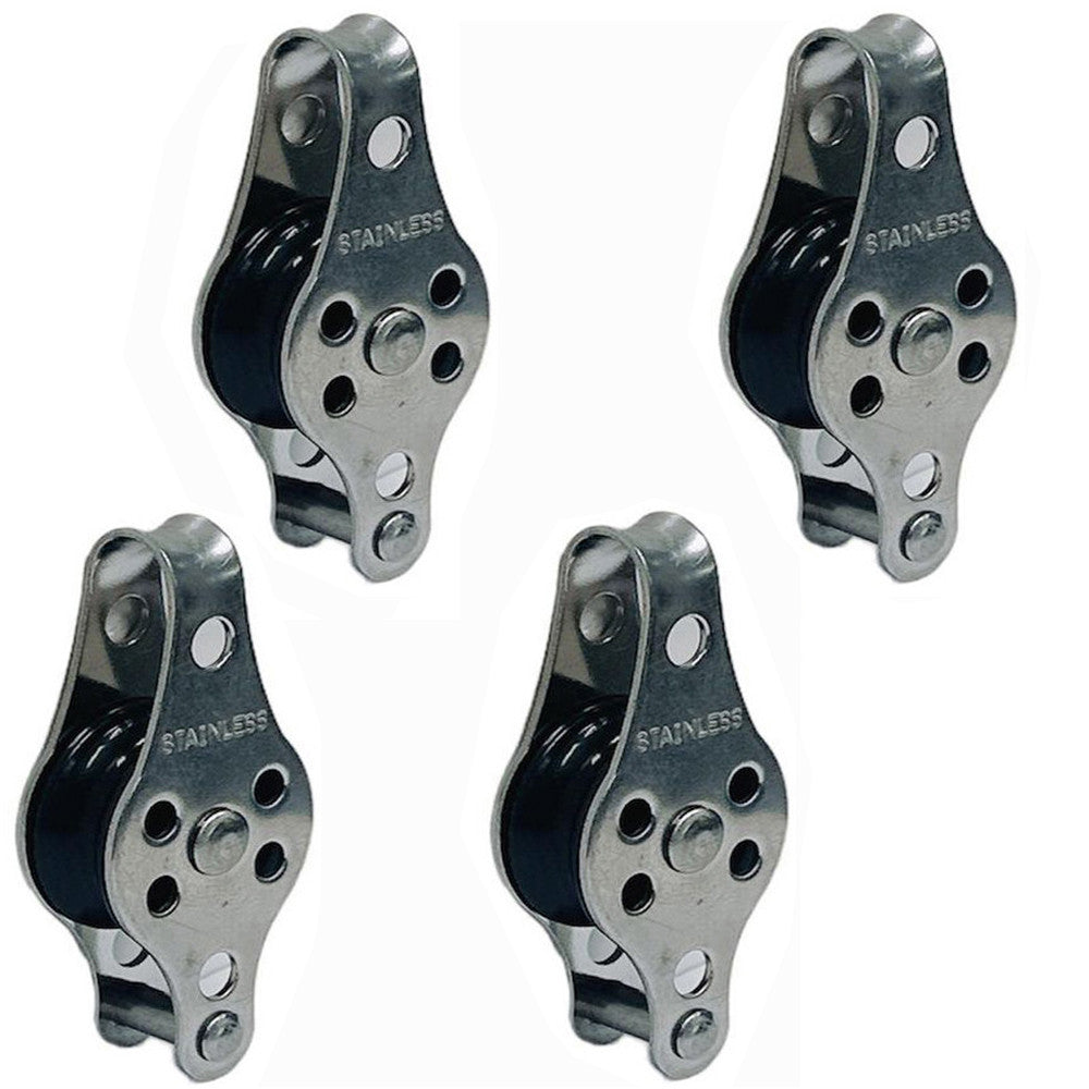 1/4" Sailing Block Marine Stainless Steel Rope Pulley Becket Nylon She ...